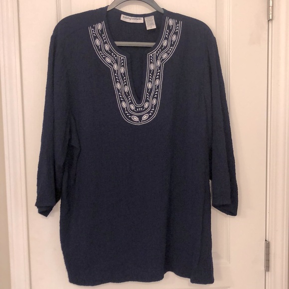 Cathy Daniels | Tops | Super Pretty Cathy Daniels Tunic Top Navy Blue ...